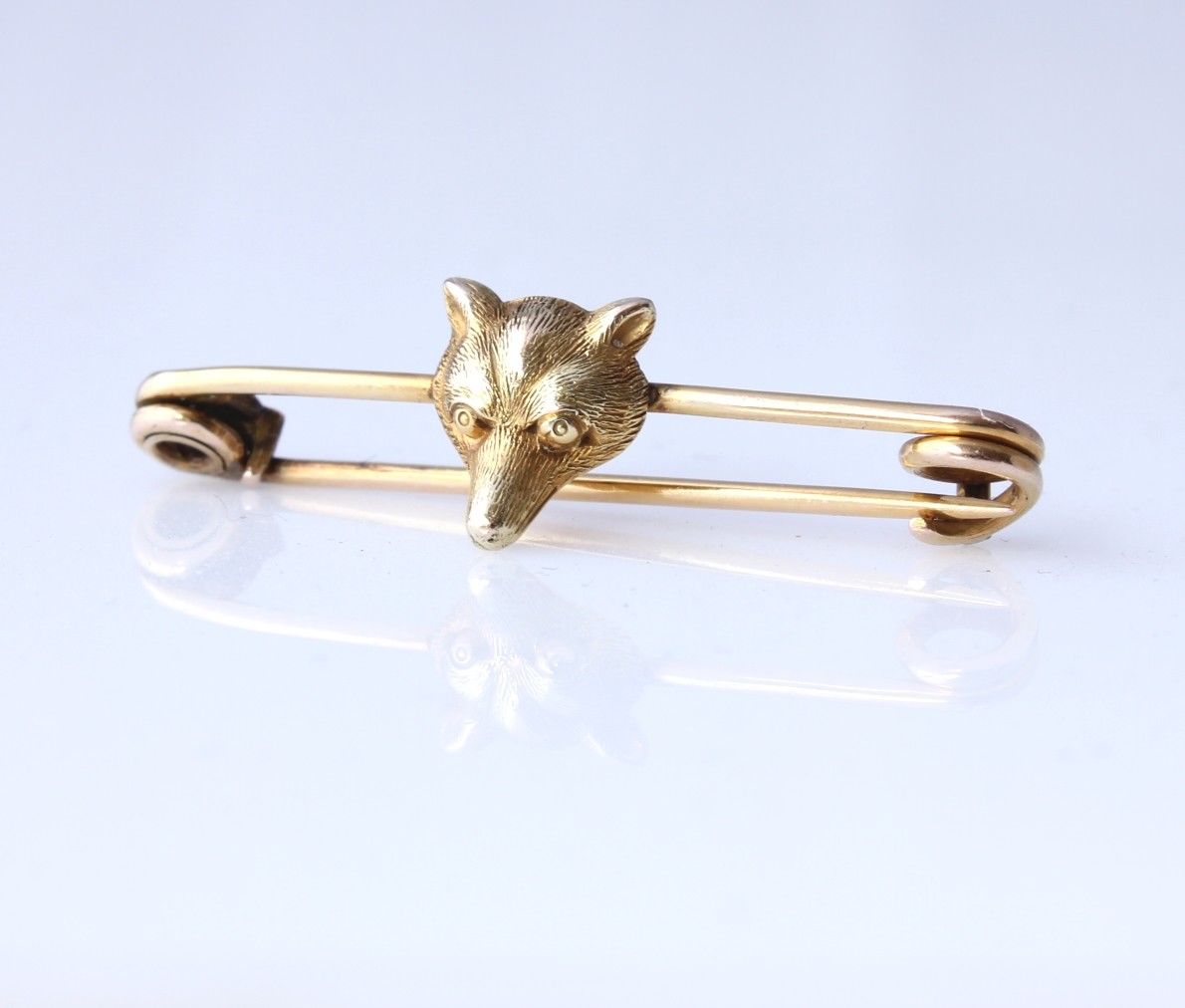 15ct Gold Fox Head Mask Brooch. Hunting Tie Clip. Gift Boxed.