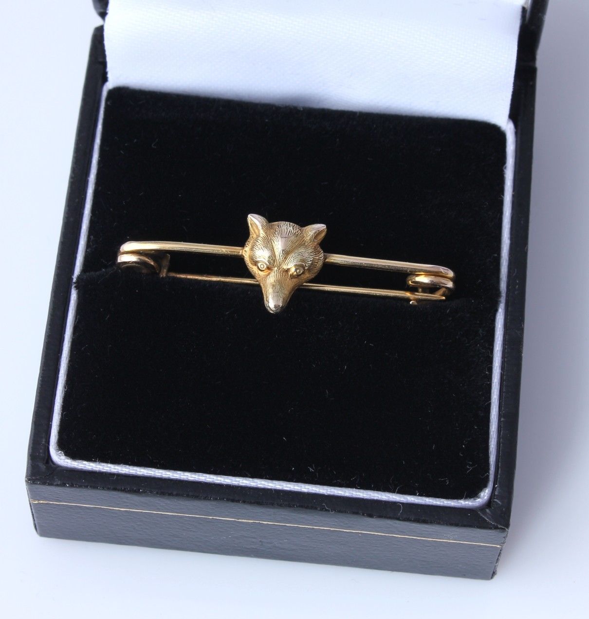 15ct Gold Fox Head Mask Brooch. Hunting Tie Clip. Gift Boxed.