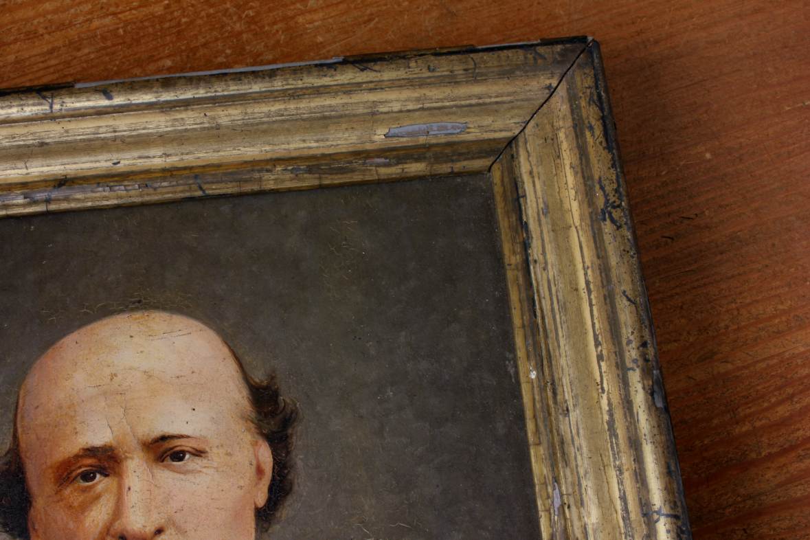 French Priest Oil Painting. Framed Religious Man Portrait. Lyon 1888.