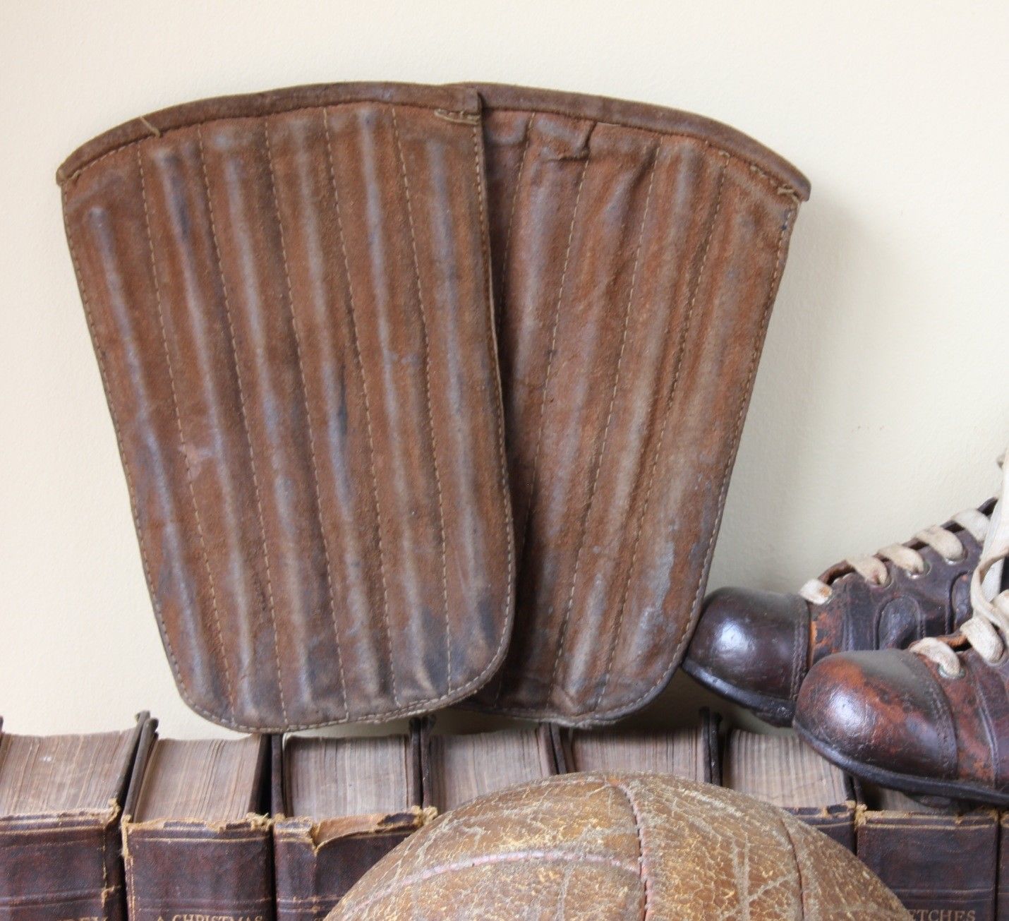 Leather Football Shin Pads c1930.