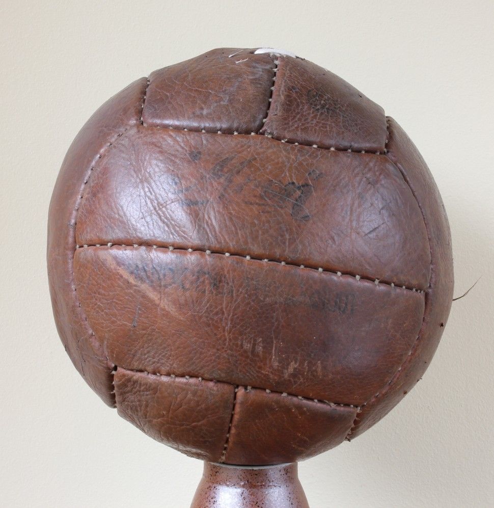 Vintage Leather 1950s Football. 12 Panel Old Laced Soccer Ball.