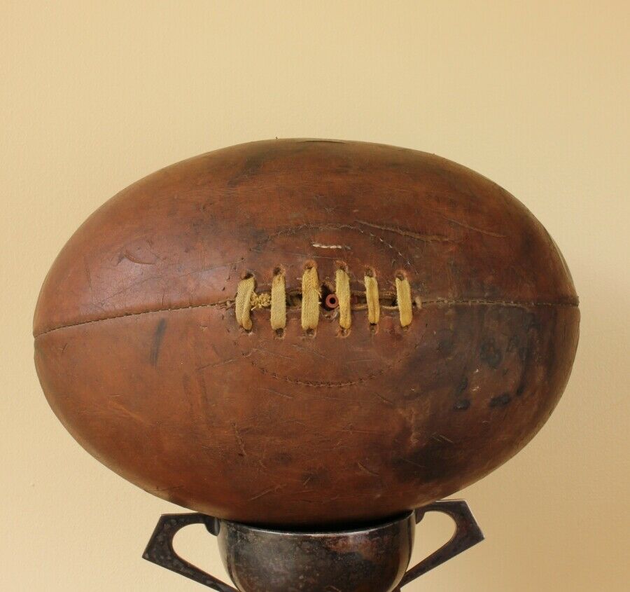 Leather Lace up Rugby Ball. Old Original 1950's Ball.