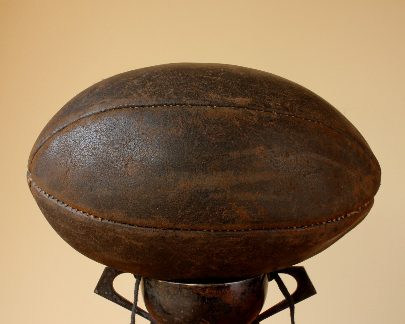 Original 6 Panel Rugby Ball. c1940. Sports Bar. Prop. Display Ball.