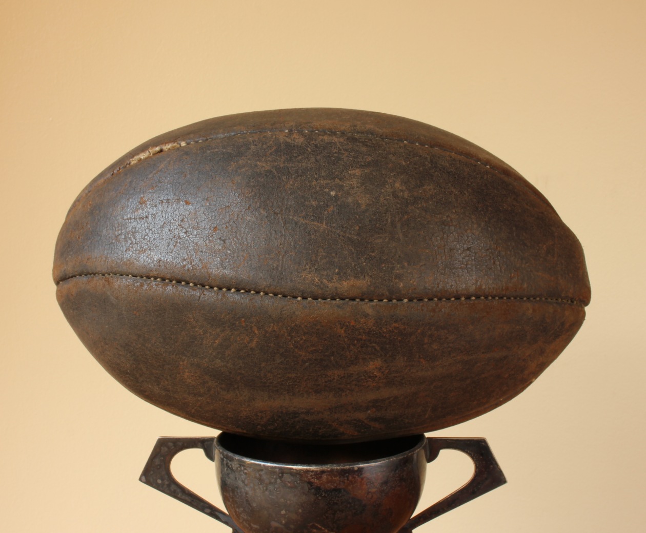Original 6 Panel Rugby Ball. c1940. Sports Bar. Prop. Display Ball.