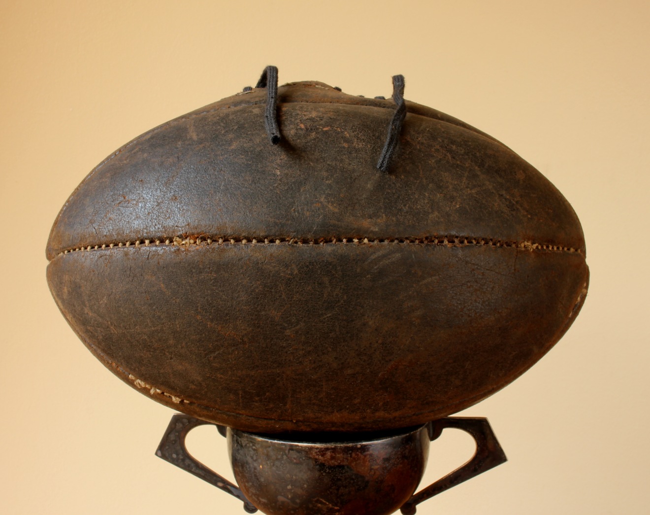 Original 6 Panel Rugby Ball. c1940. Sports Bar. Prop. Display Ball.