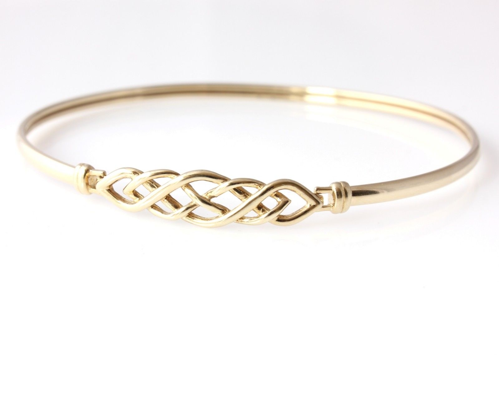 9ct Yellow Gold Twist Design Bangle Bracelet. Gift Boxed.