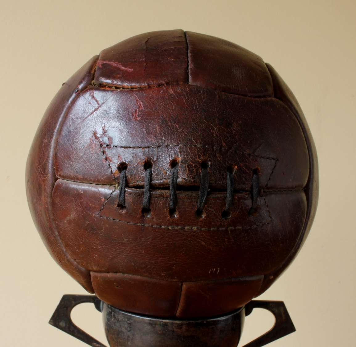 Vintage Albion Leather Laced Football. Soccer 12 Panel Ball c1930.