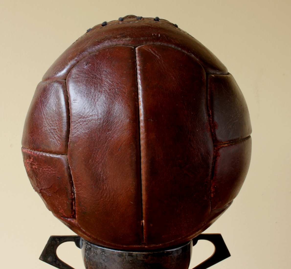 Vintage Albion Leather Laced Football. Soccer 12 Panel Ball c1930.