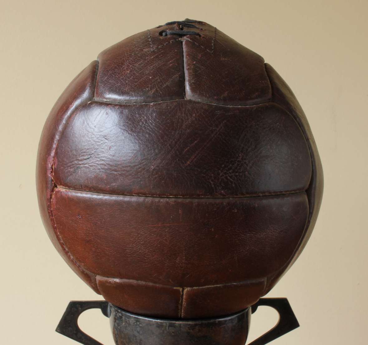 Vintage Albion Leather Laced Football. Soccer 12 Panel Ball c1930.
