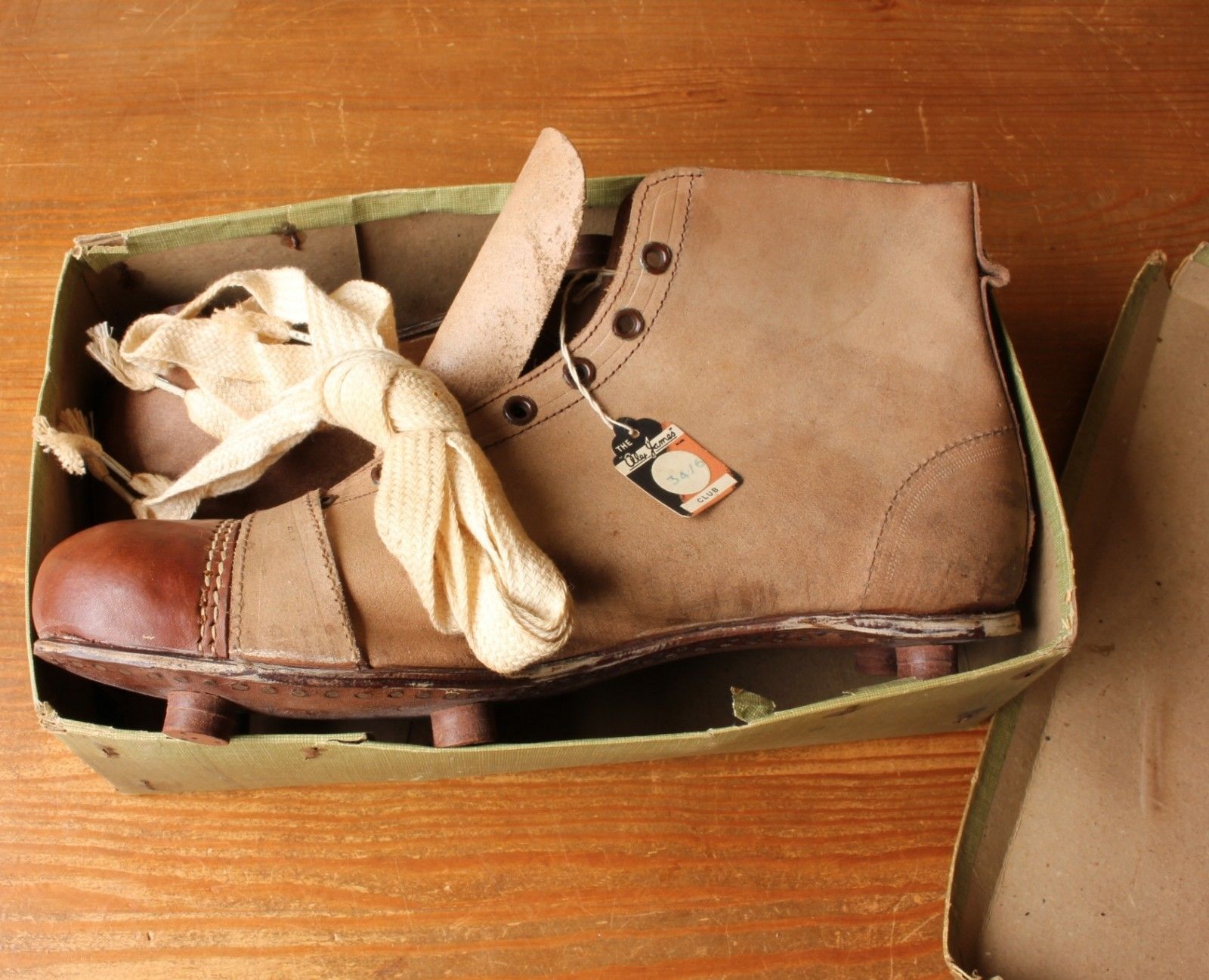 1930 Alex James Leather Football Boots. Boxed.
