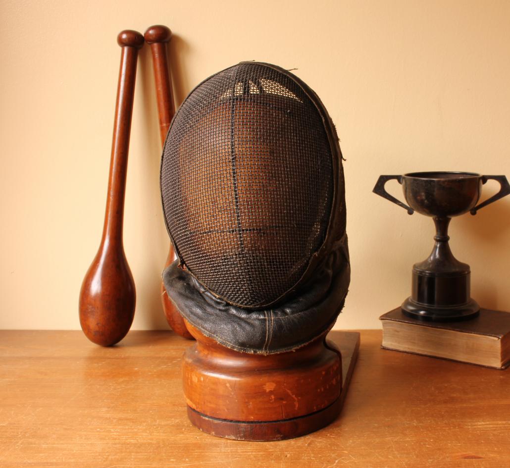 French Fencing Mask Headpiece. Fencer's Helmet Guard. 19th Century.