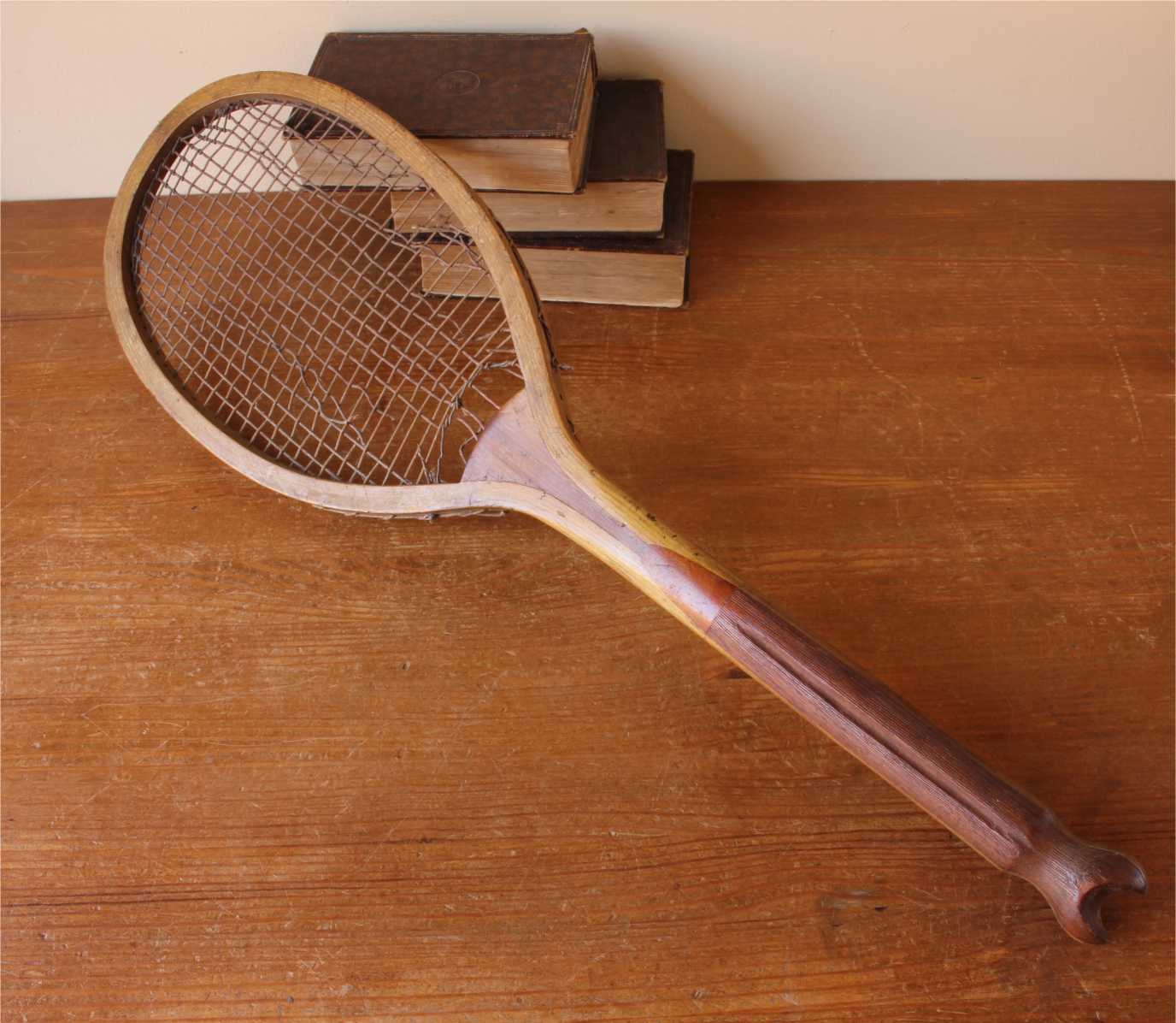Antique Fishtail Lawn Tennis Racket. Collectible Rare Tennis Racquet.