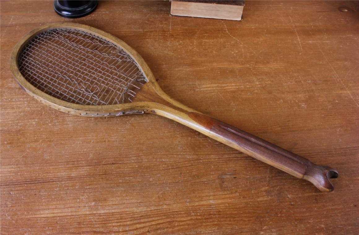 Antique Fishtail Lawn Tennis Racket. Collectible Rare Tennis Racquet.