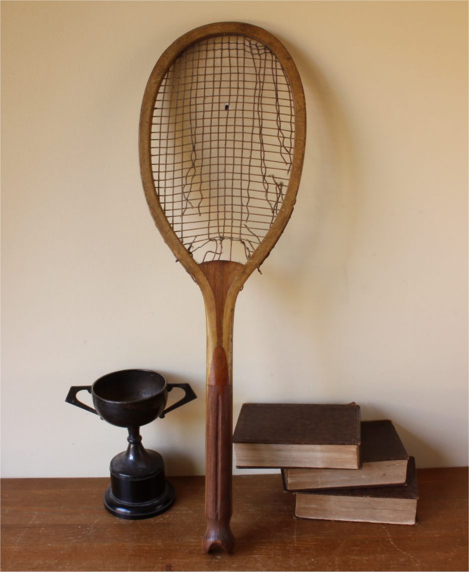 Antique Fishtail Lawn Tennis Racket. Collectible Rare Tennis Racquet.