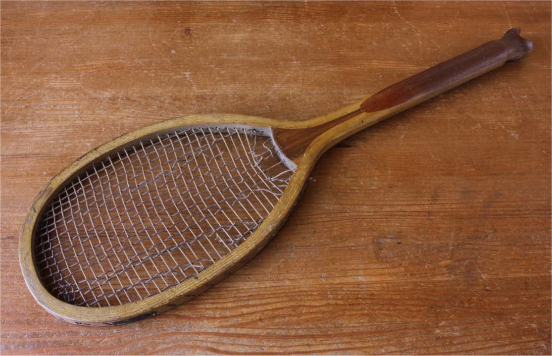 Antique Fishtail Lawn Tennis Racket. Collectible Rare Tennis Racquet.