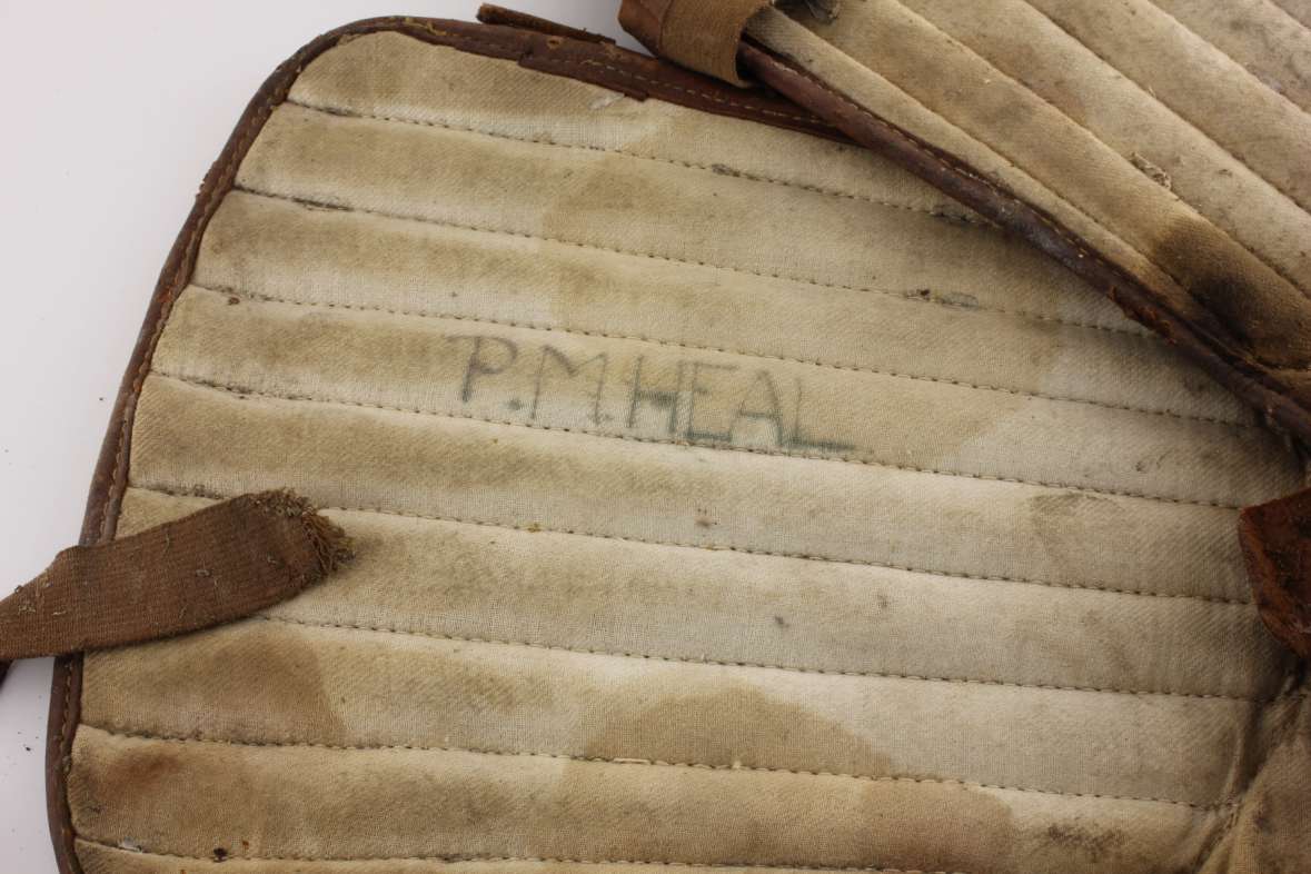 Antique Leather Football Leg Guards. Soccer Shin Pads. c1910 Shinguards.