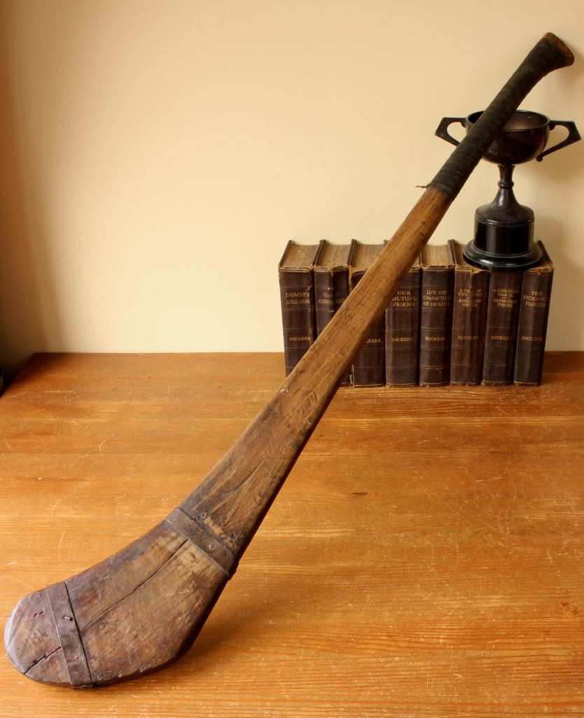 Vintage Irish Wood & Metal Hurling Hurley Stick. Home Decor or Sports Bar.