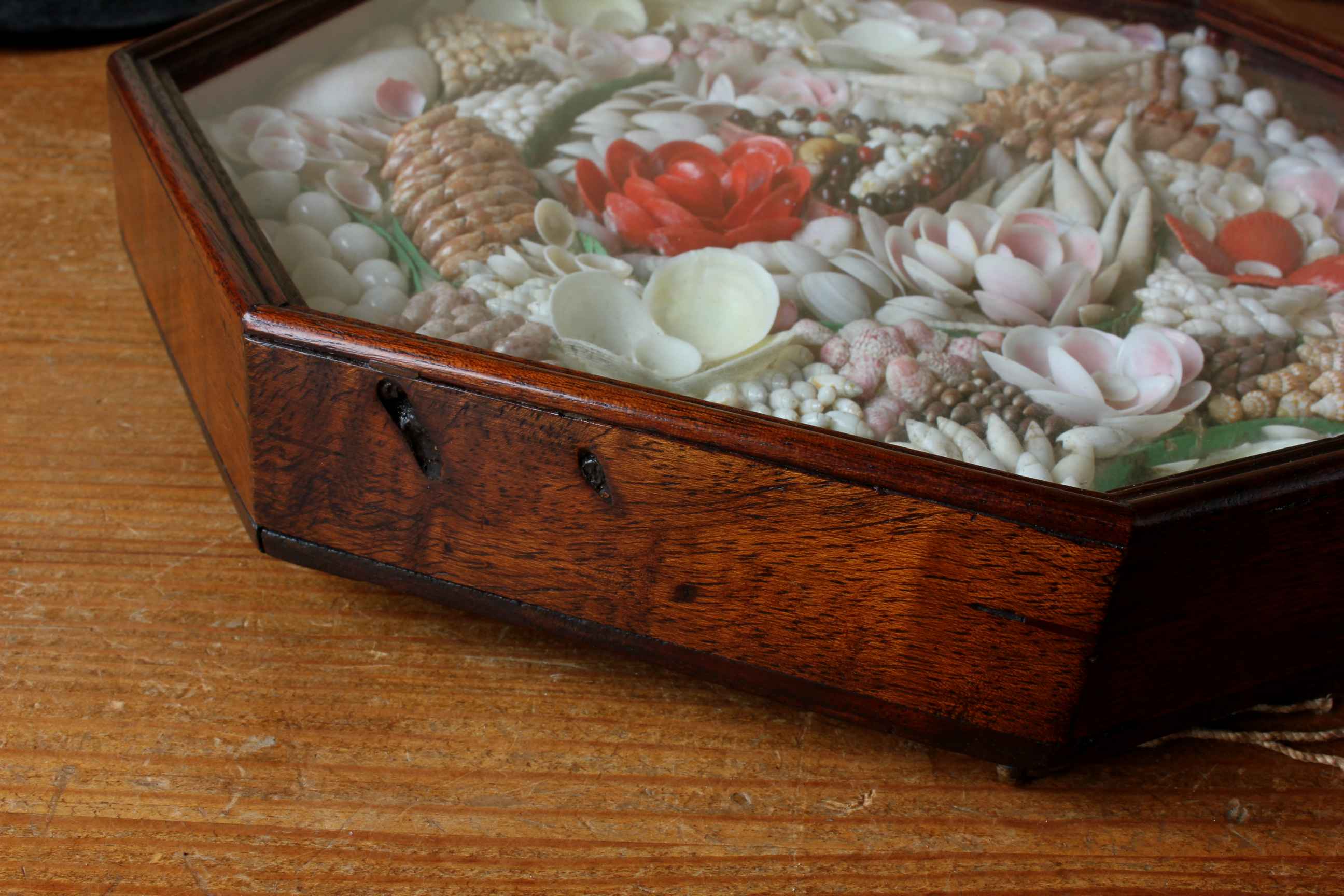 Antique Sailor's Shell Valentine. 19th Century Shellwork Love Token.