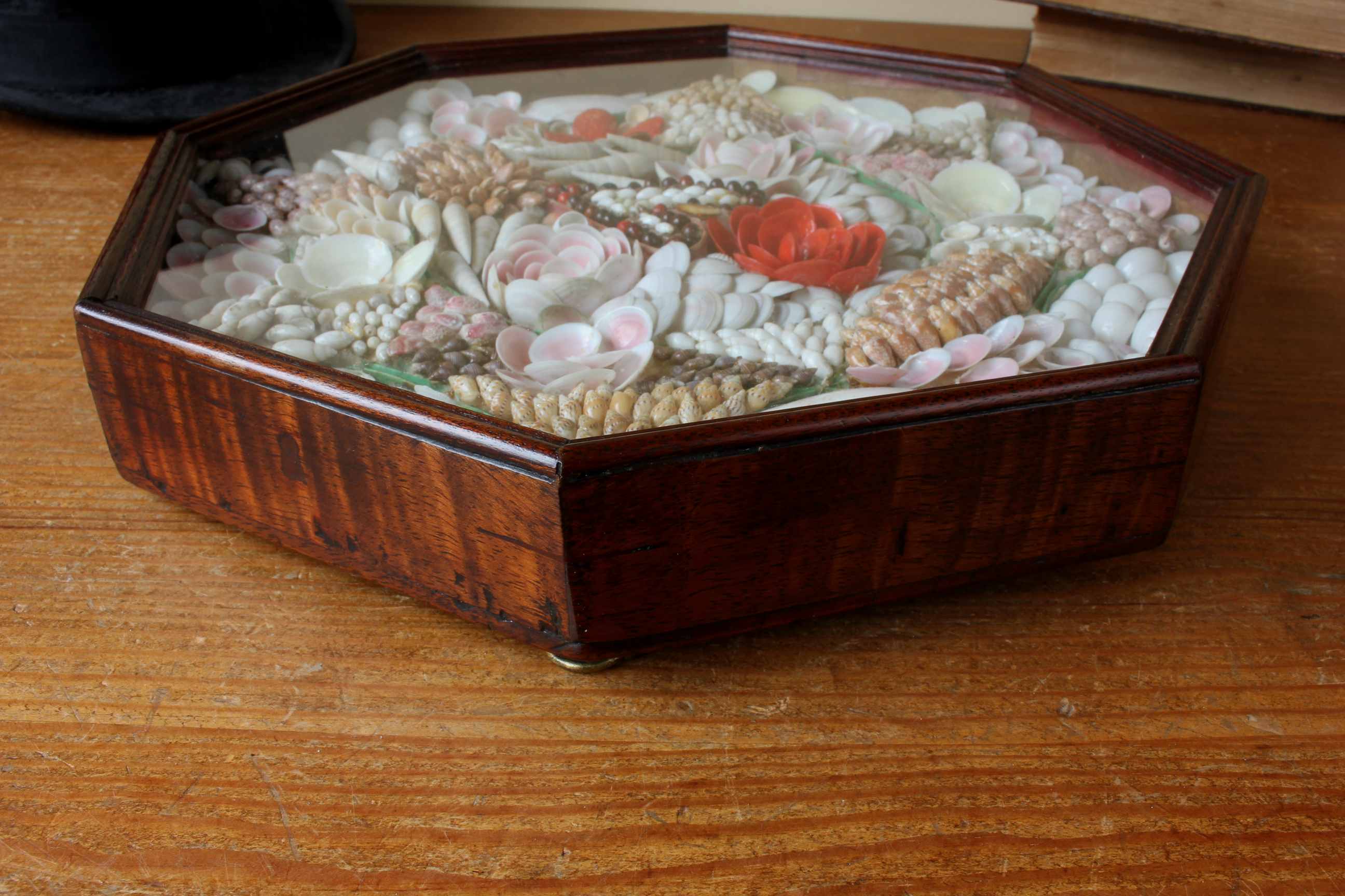 Antique Sailor's Shell Valentine. 19th Century Shellwork Love Token.