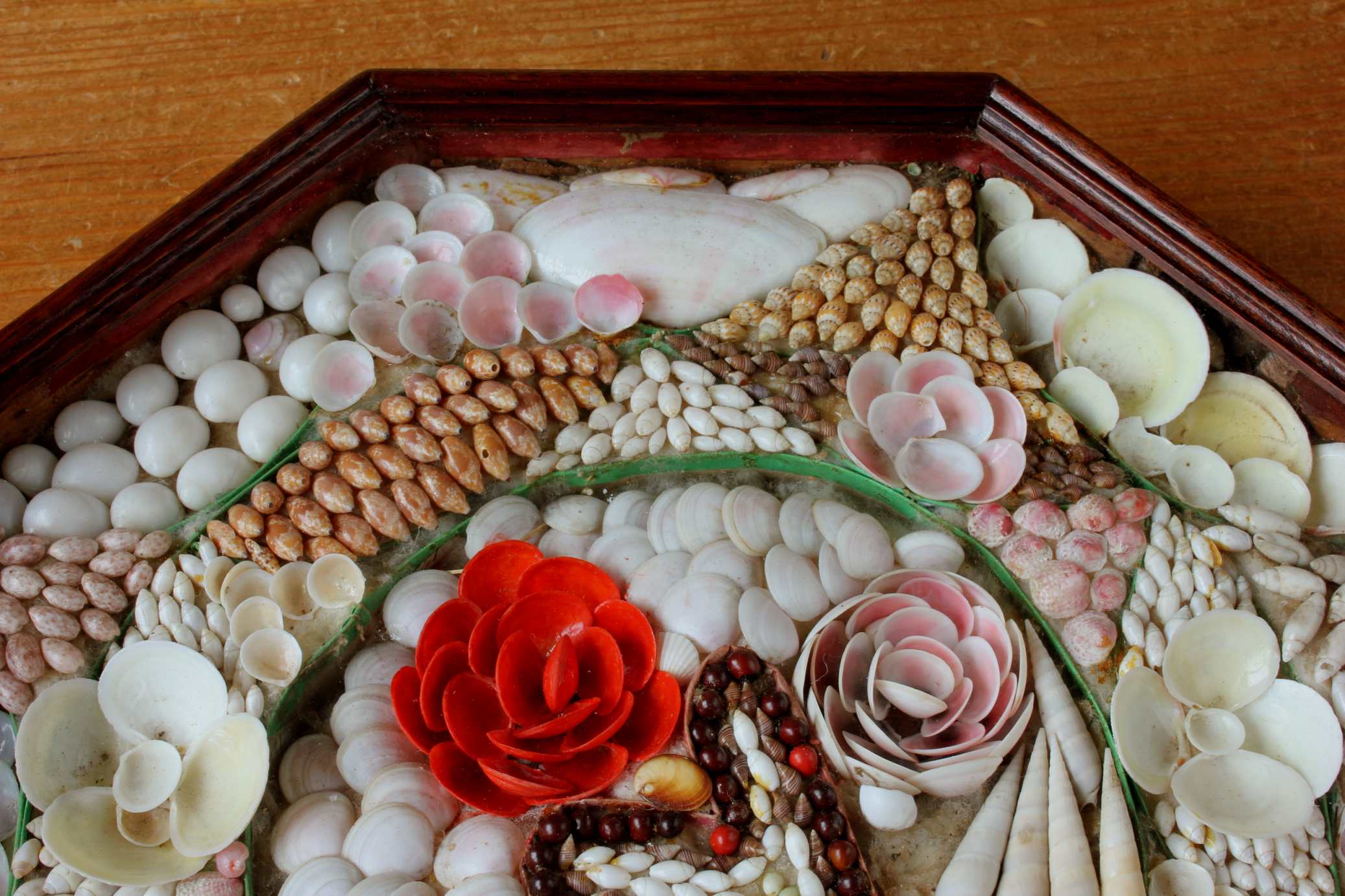 Antique Sailor's Shell Valentine. 19th Century Shellwork Love Token.