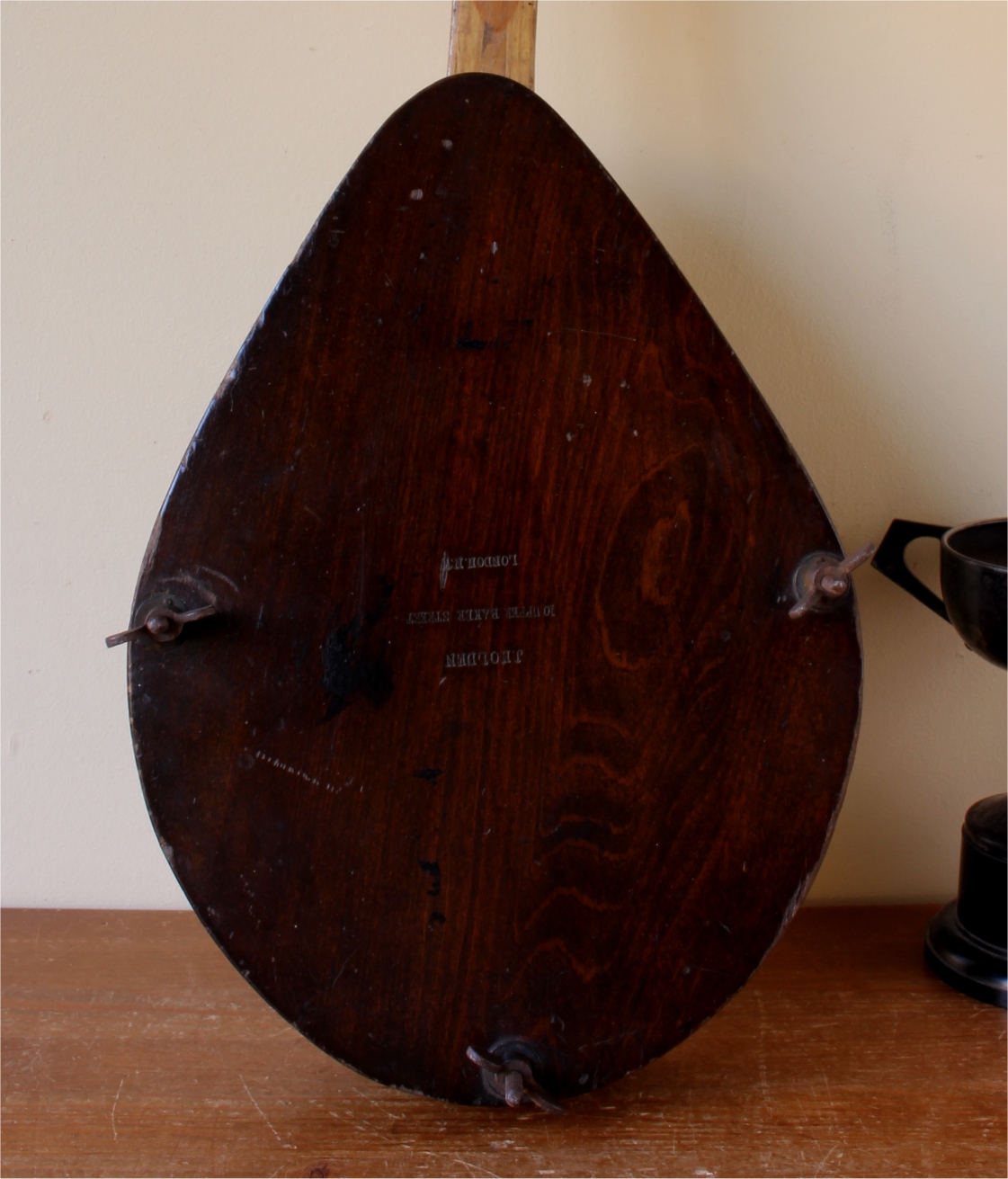 Wooden Tennis Racket Press. Victorian John Holden Racquet Clamp. c1880.