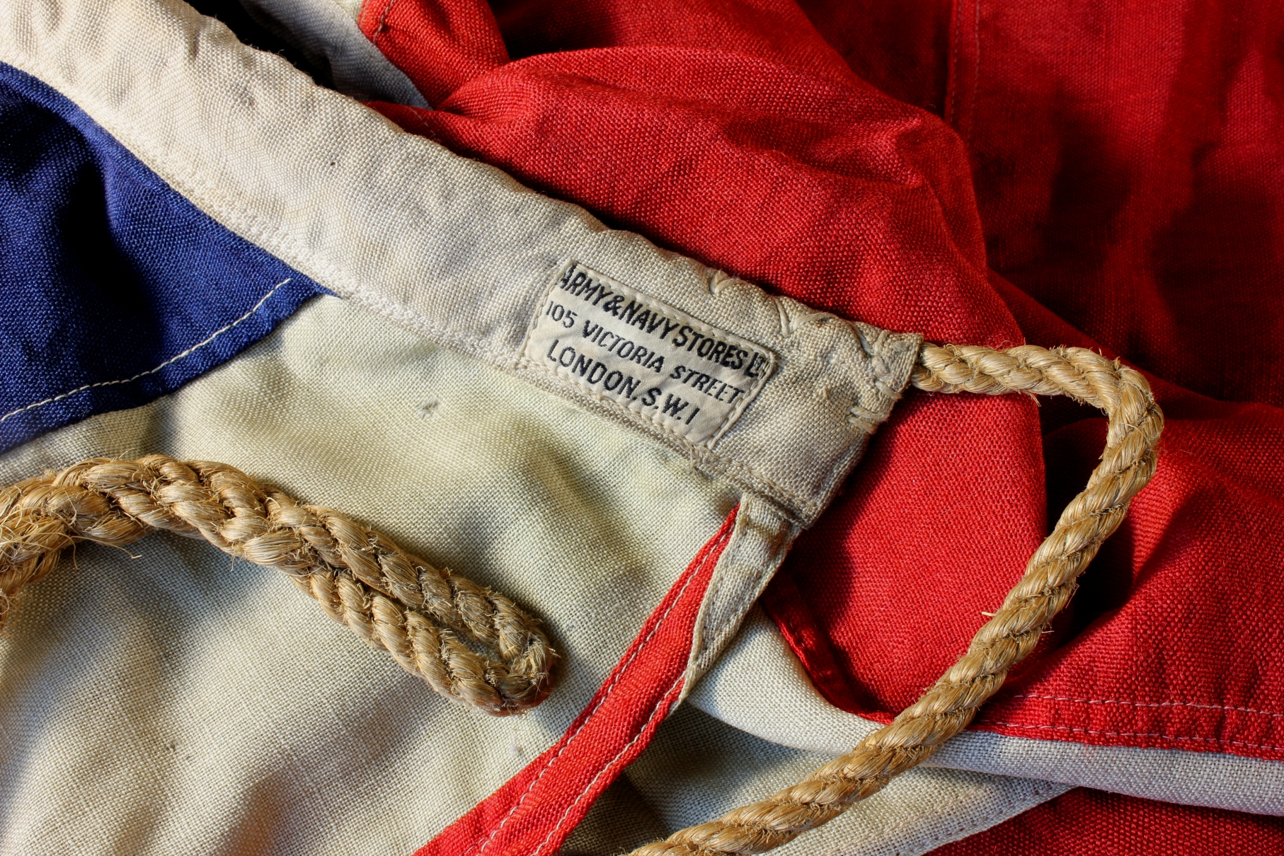 WW2 Era Large 7ft British Stitched Union Jack Flag. Army & Navy Stores.