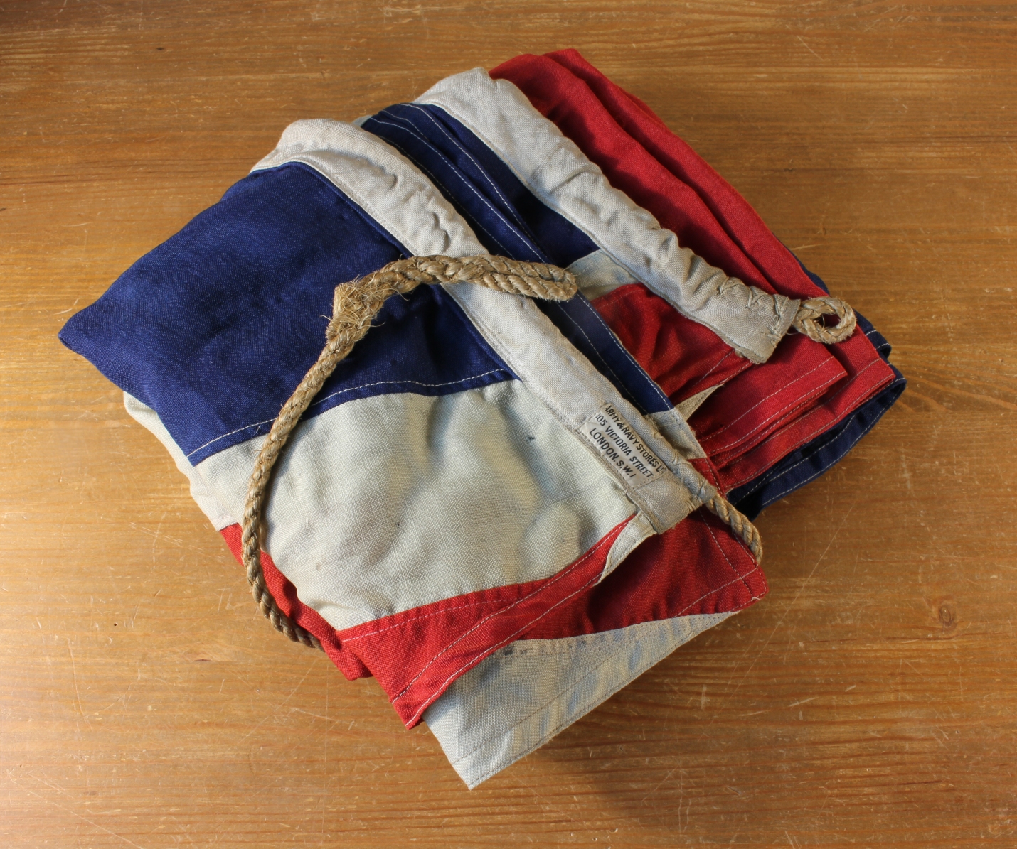 WW2 Era Large 7ft British Stitched Union Jack Flag. Army & Navy Stores.