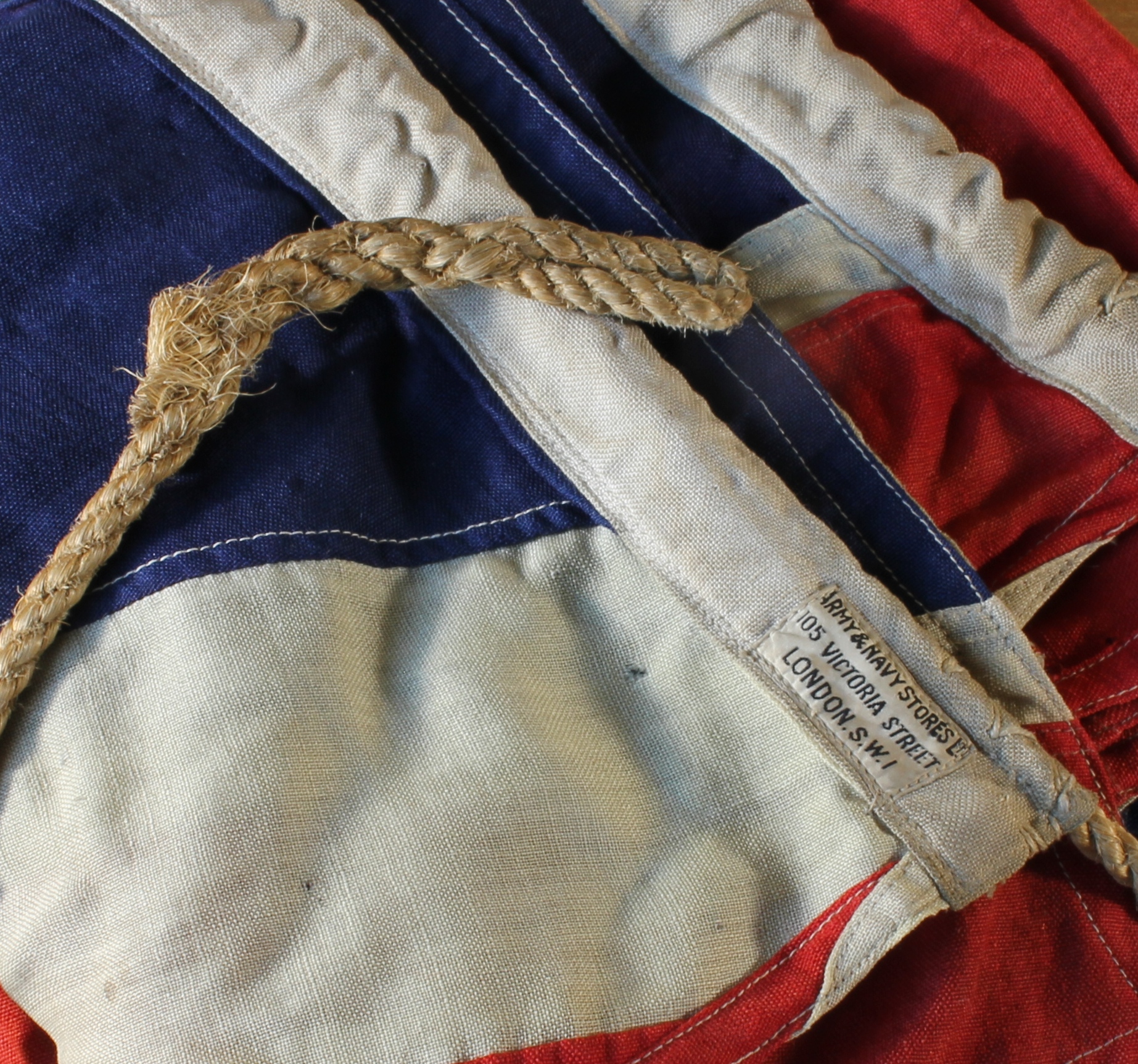 WW2 Era Large 7ft British Stitched Union Jack Flag. Army & Navy Stores.