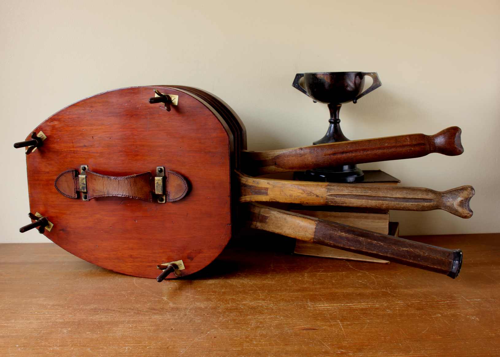 Multi Lawn Tennis Racket Press. Army & Navy Wood Racquet Clamp. c1900.