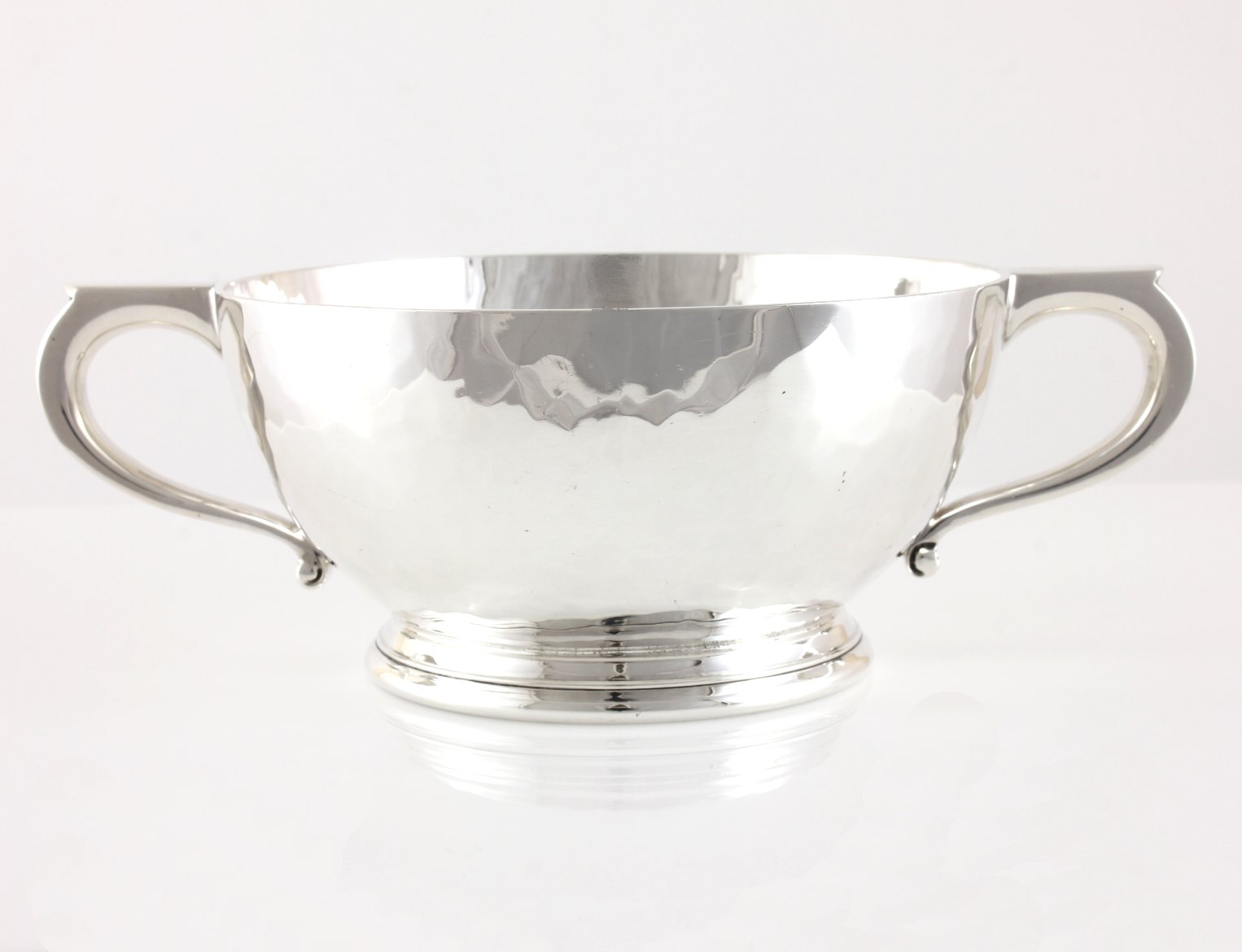 Asprey Solid Silver Hammered Two Handled Bowl. Quaich Cup. 1927.