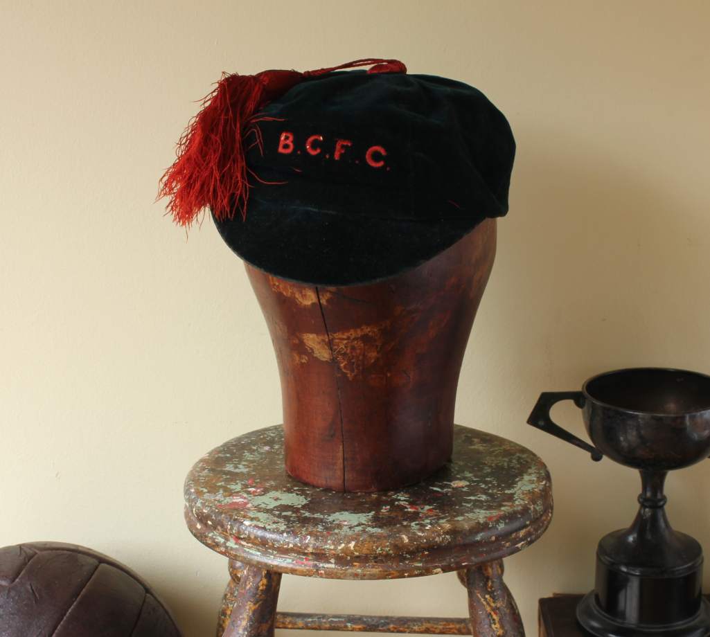 Velvet Sports Cap. BCFC. Football Club Cap. Brighton. E G Lewis. 1920's.