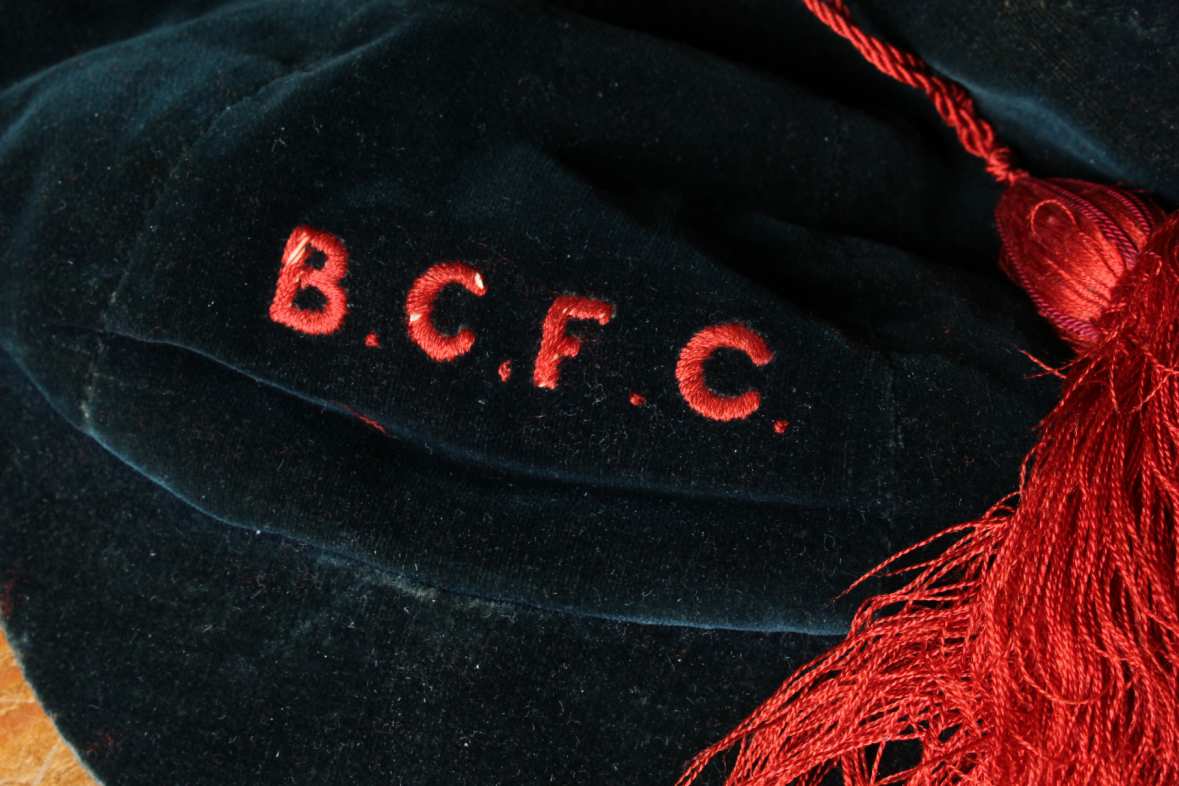 Velvet Sports Cap. BCFC. Football Club Cap. Brighton. E G Lewis. 1920's.