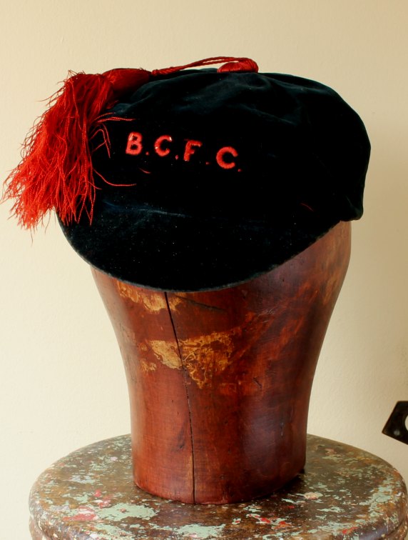 Velvet Sports Cap. BCFC. Football Club Cap. Brighton. E G Lewis. 1920's.