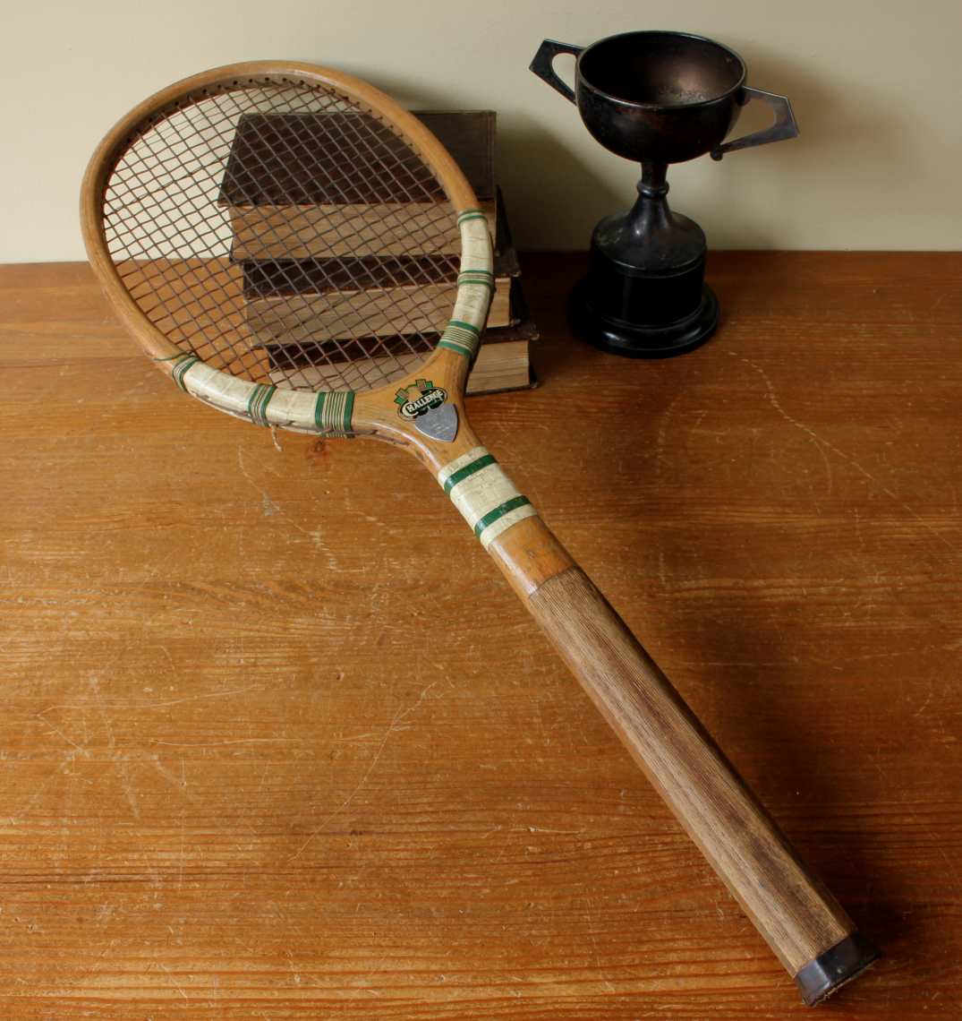 Tennis Racket With Silver Trophy Plaque. BTC Winner Of Singles 1927 1929.