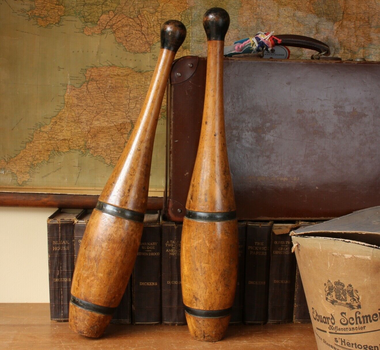 Extra Large & Heavy Indian Clubs. Wood Exercise Weights / Meels.