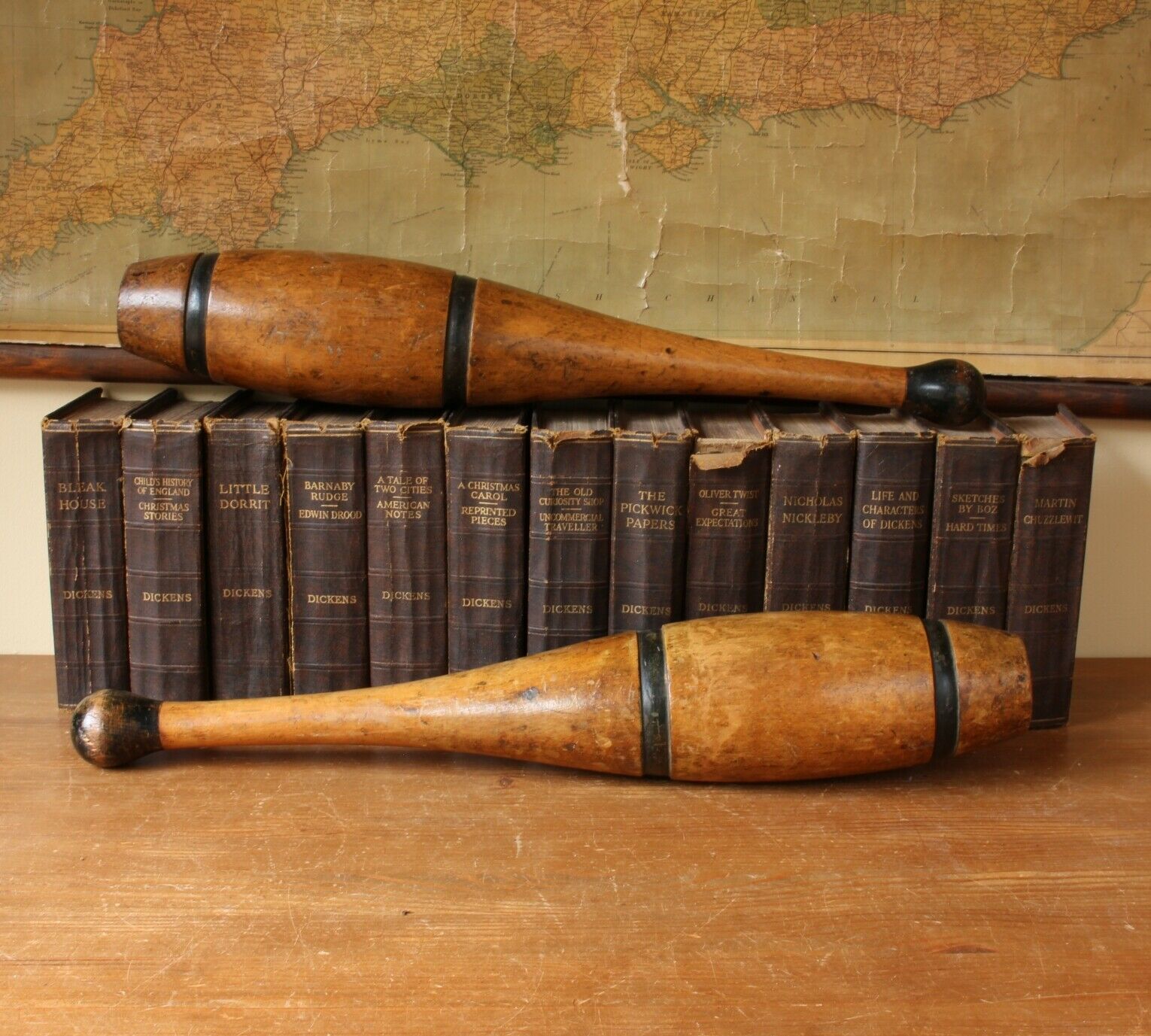 Extra Large & Heavy Indian Clubs. Wood Exercise Weights / Meels.