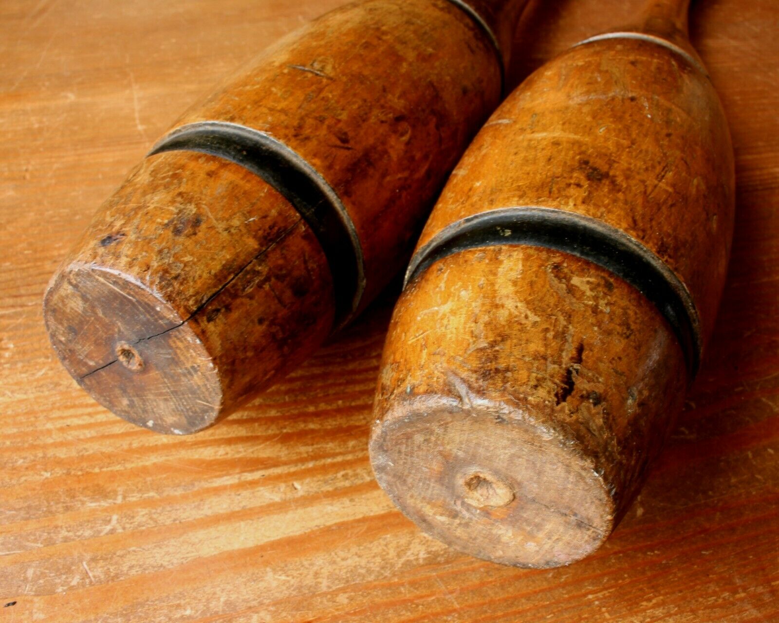 Extra Large & Heavy Indian Clubs. Wood Exercise Weights / Meels.