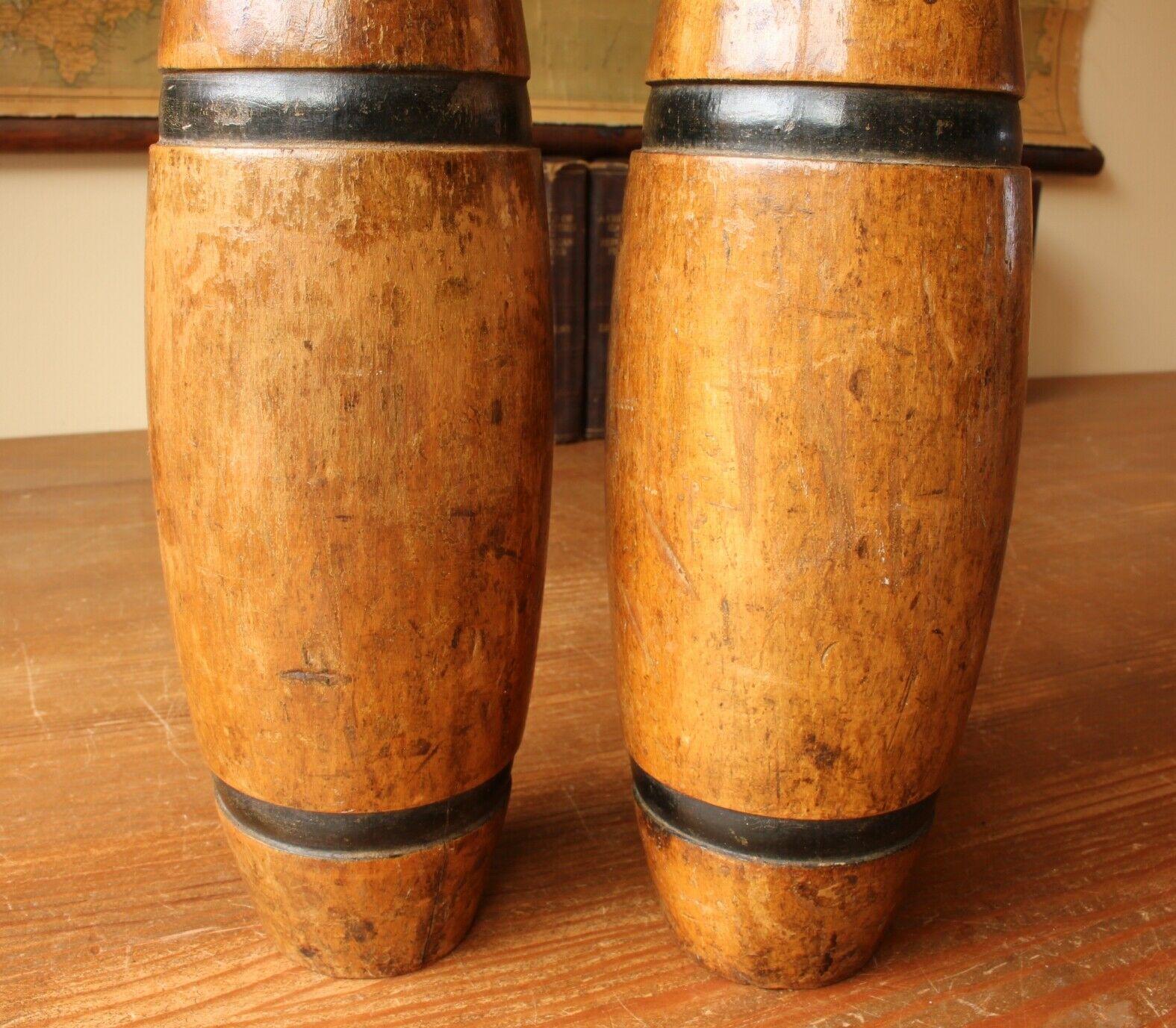 Extra Large & Heavy Indian Clubs. Wood Exercise Weights / Meels.