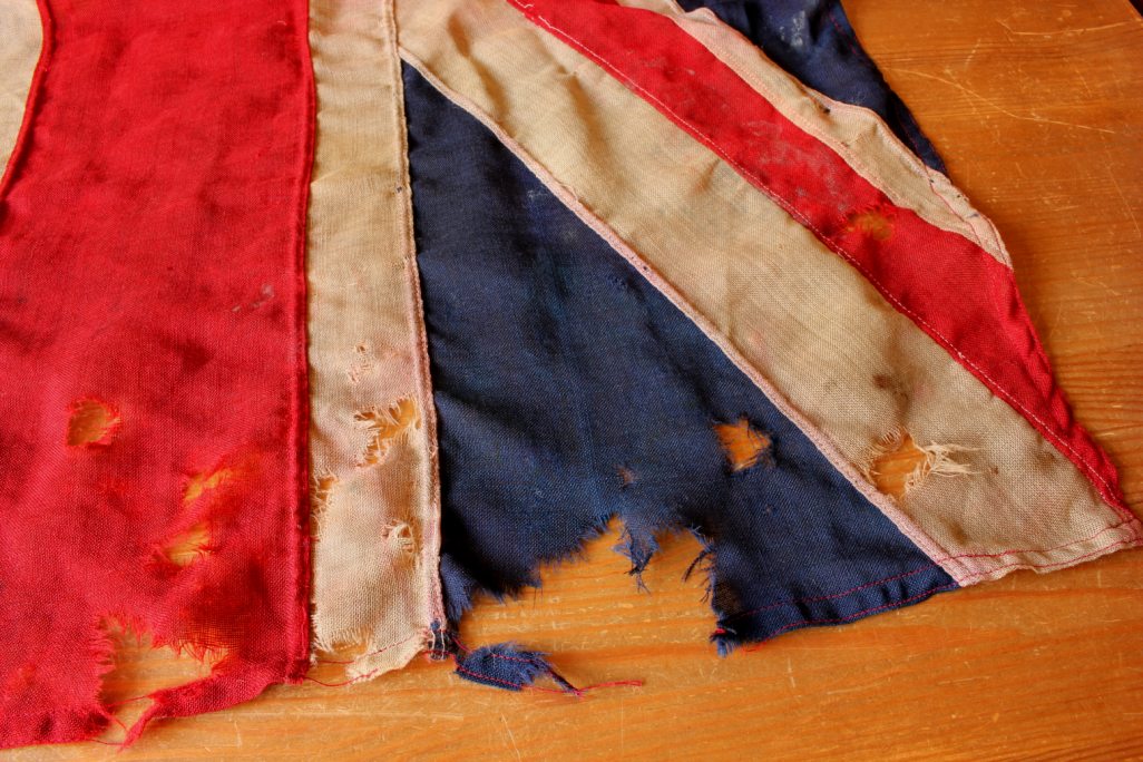 Vintage Union Jack. Large Worn Stitched Panel Flag. 6ft 2 Yard.