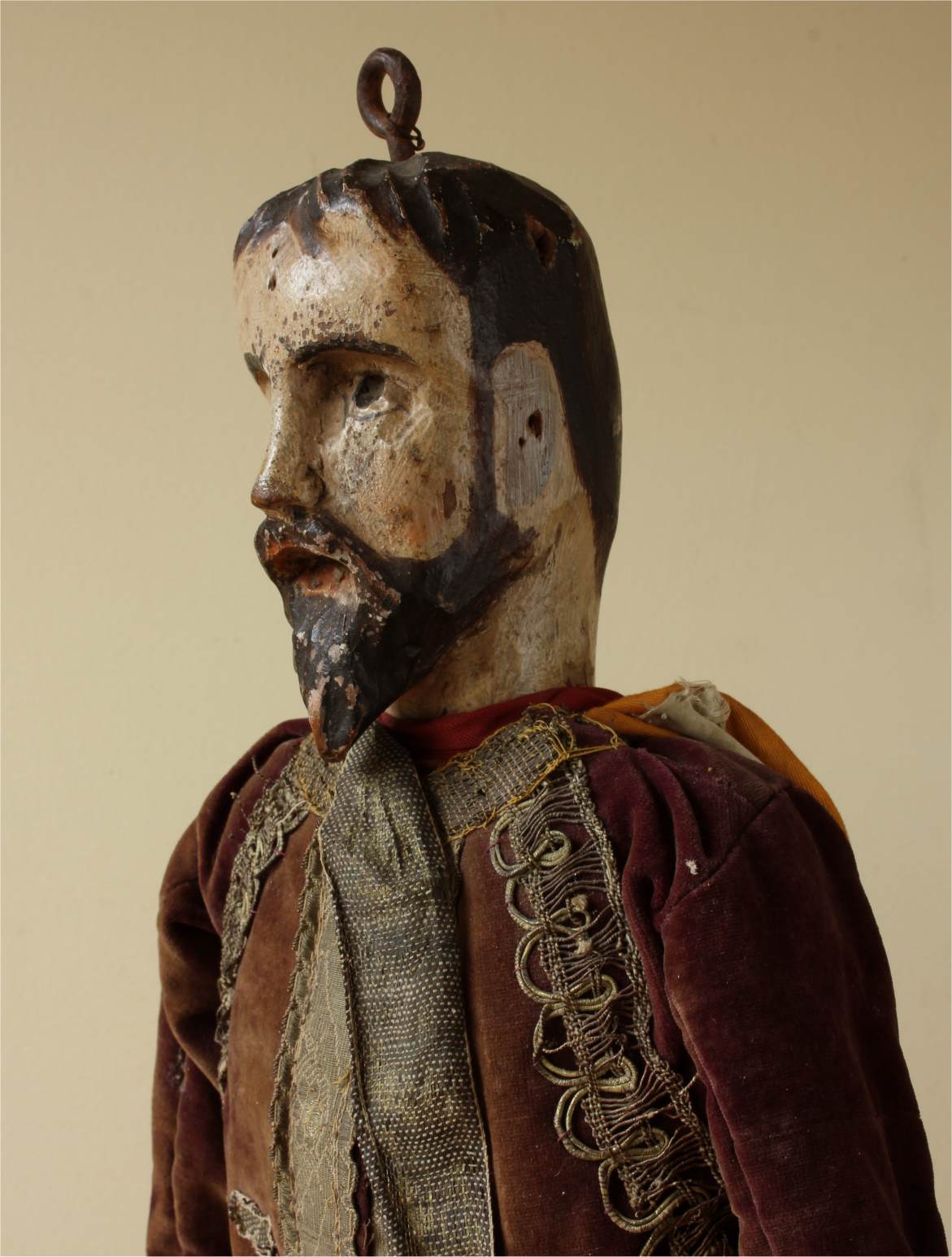 Antique Marionette Figure. French Folk Art Articulated Puppet Mannequin.