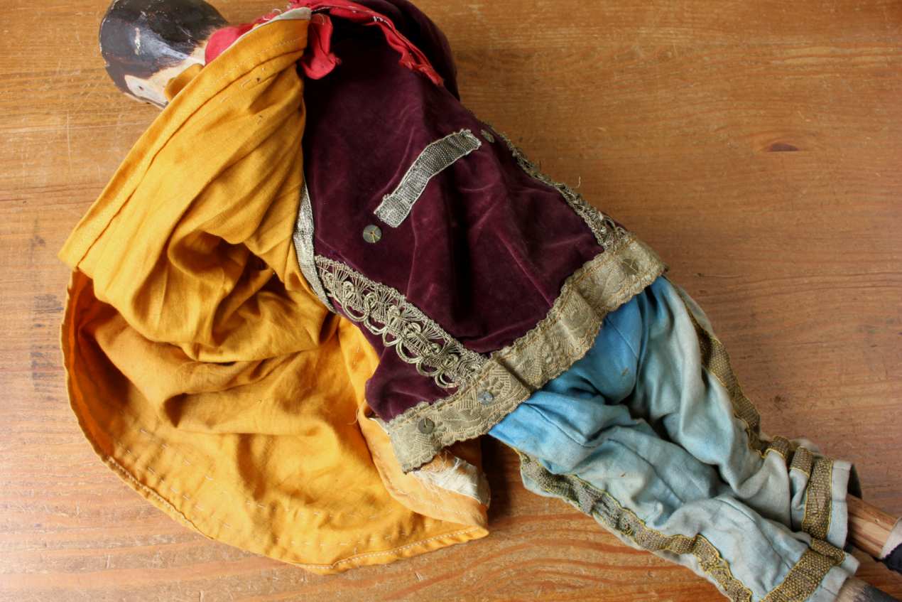 Antique Marionette Figure. French Folk Art Articulated Puppet Mannequin.