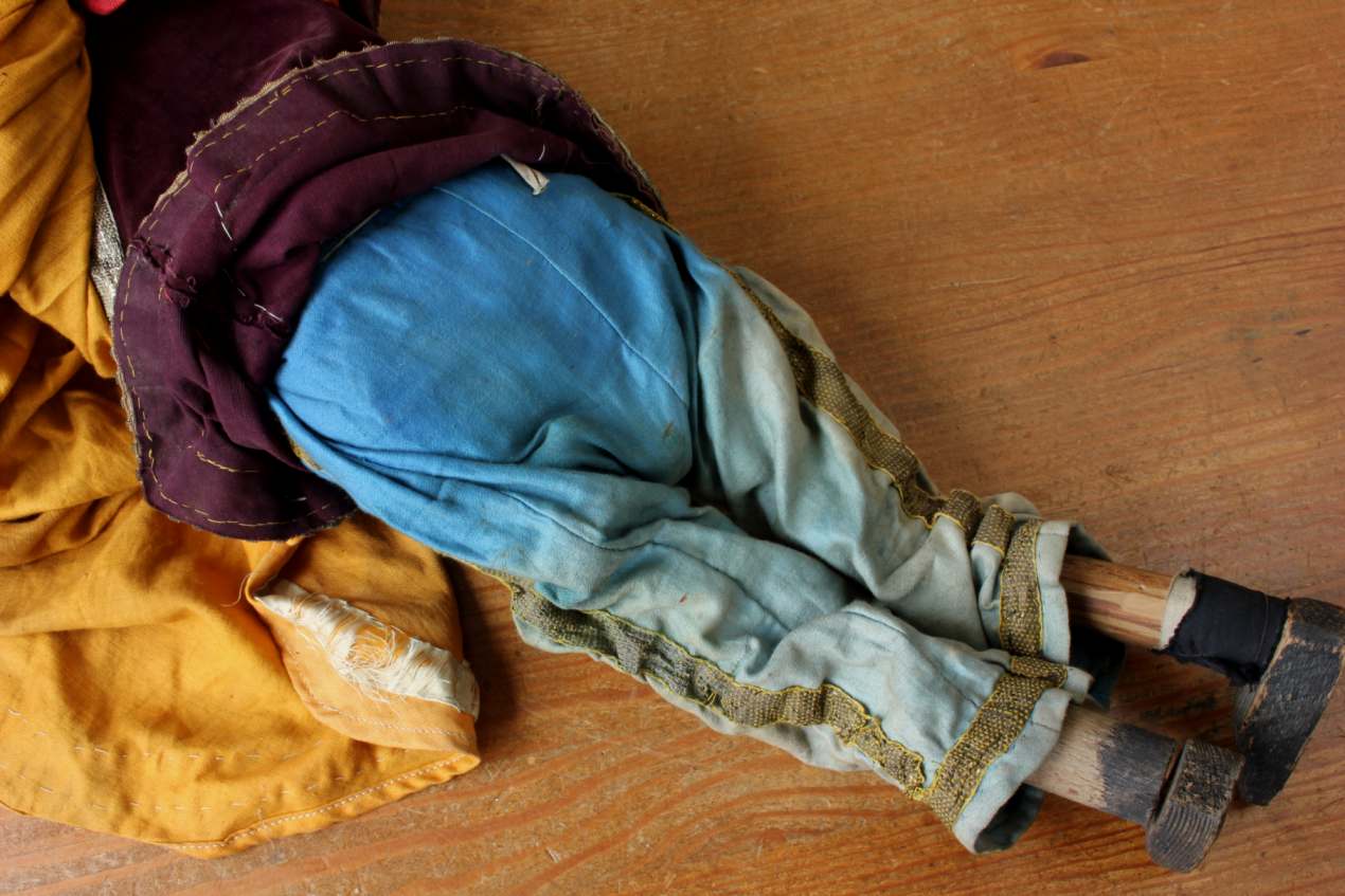 Antique Marionette Figure. French Folk Art Articulated Puppet Mannequin.