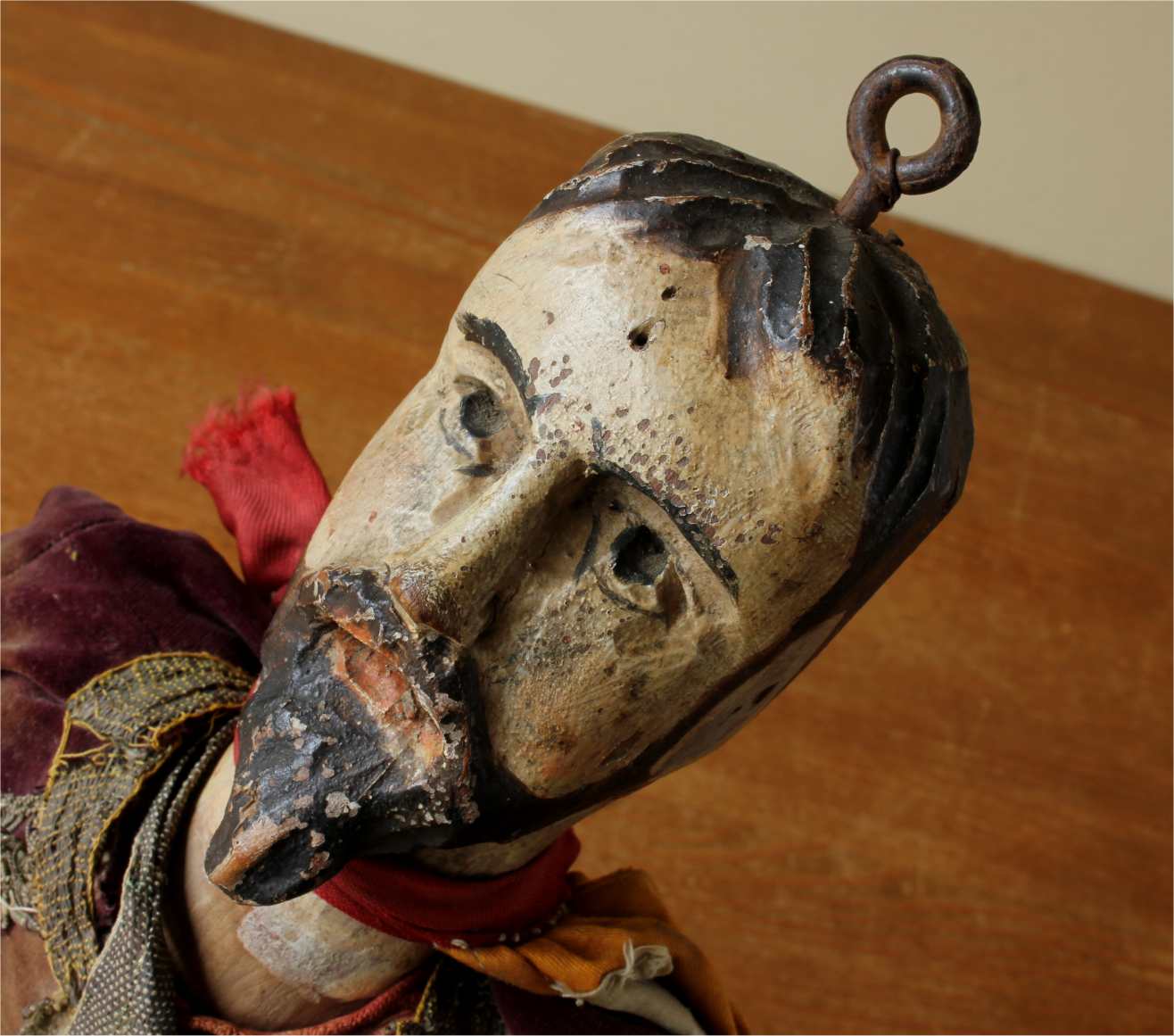 Antique Marionette Figure. French Folk Art Articulated Puppet Mannequin.