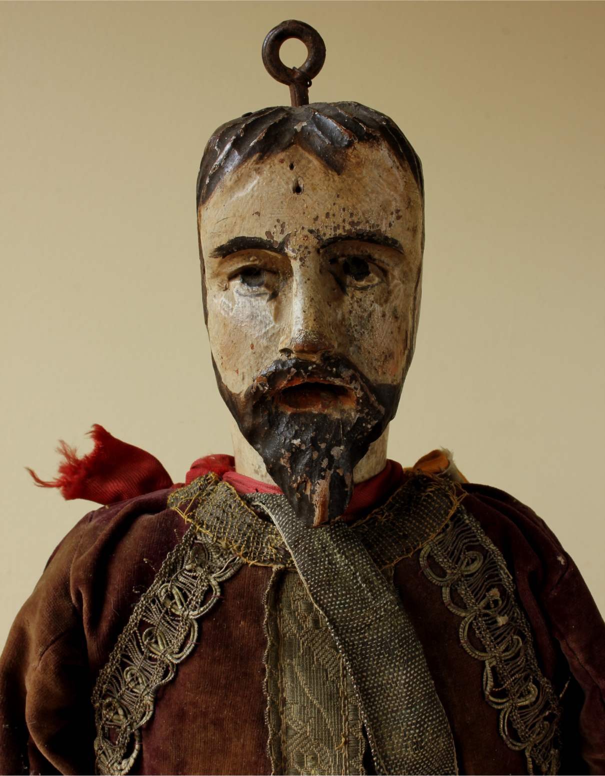 Antique Marionette Figure. French Folk Art Articulated Puppet Mannequin.