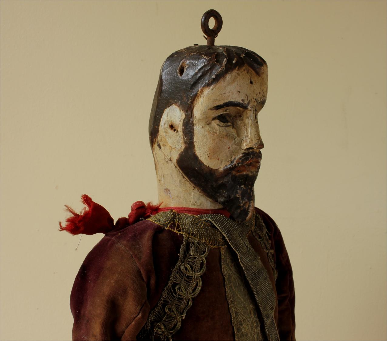 Antique Marionette Figure. French Folk Art Articulated Puppet Mannequin.