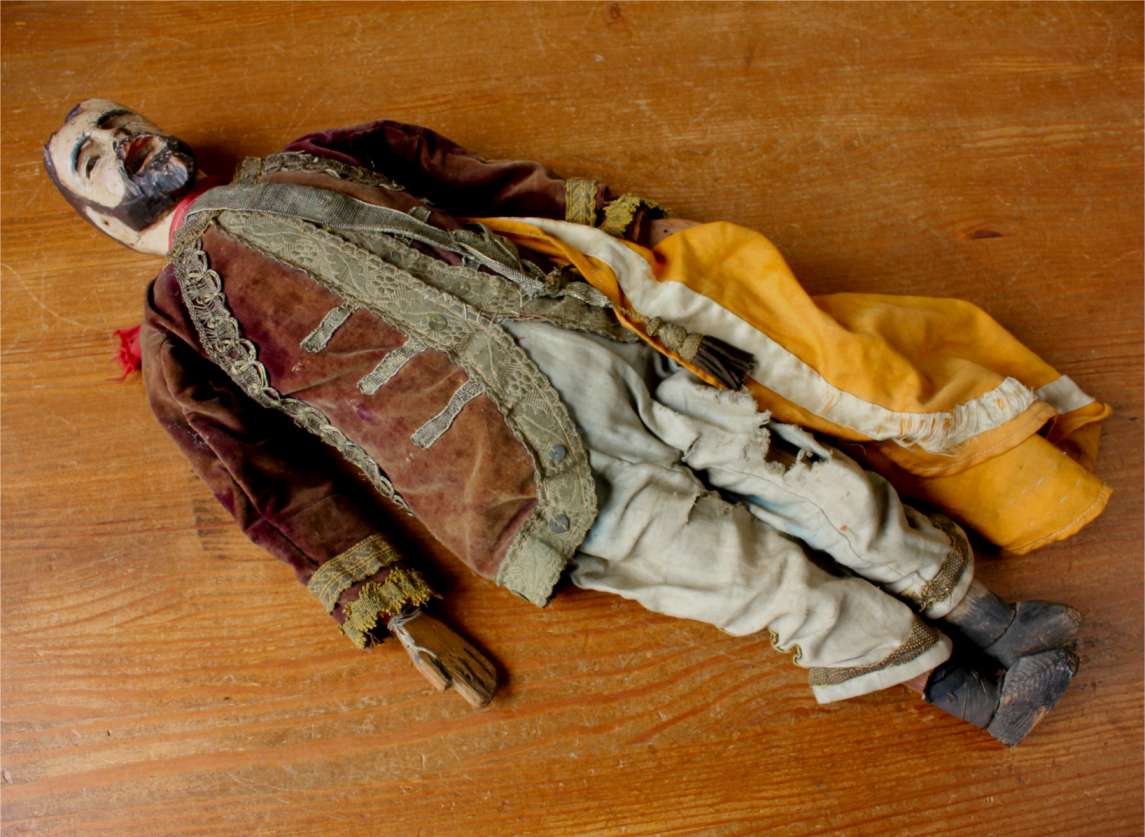 Antique Marionette Figure. French Folk Art Articulated Puppet Mannequin.