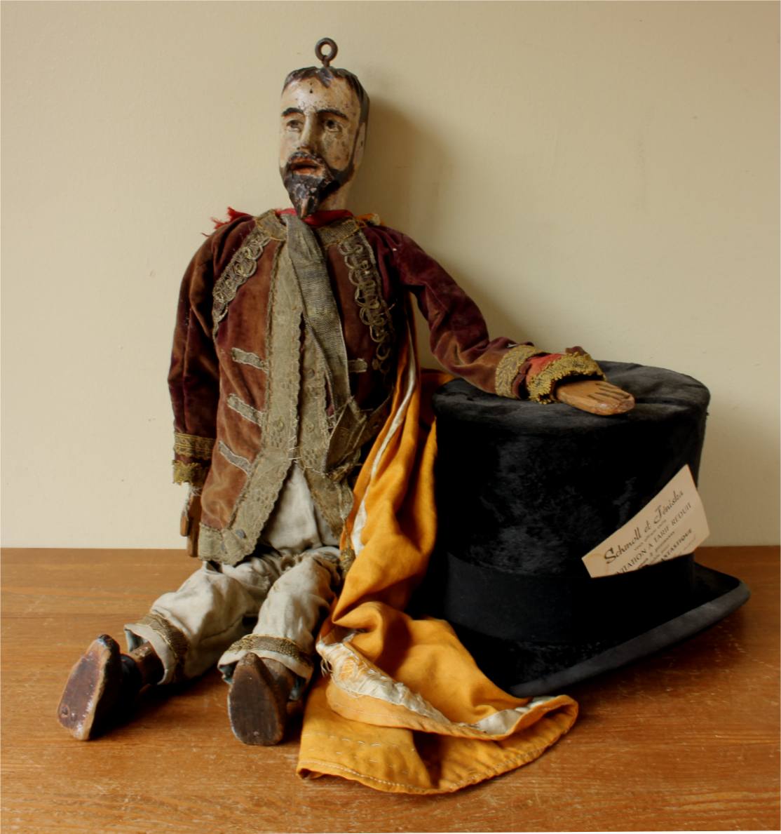 Antique Marionette Figure. French Folk Art Articulated Puppet Mannequin.