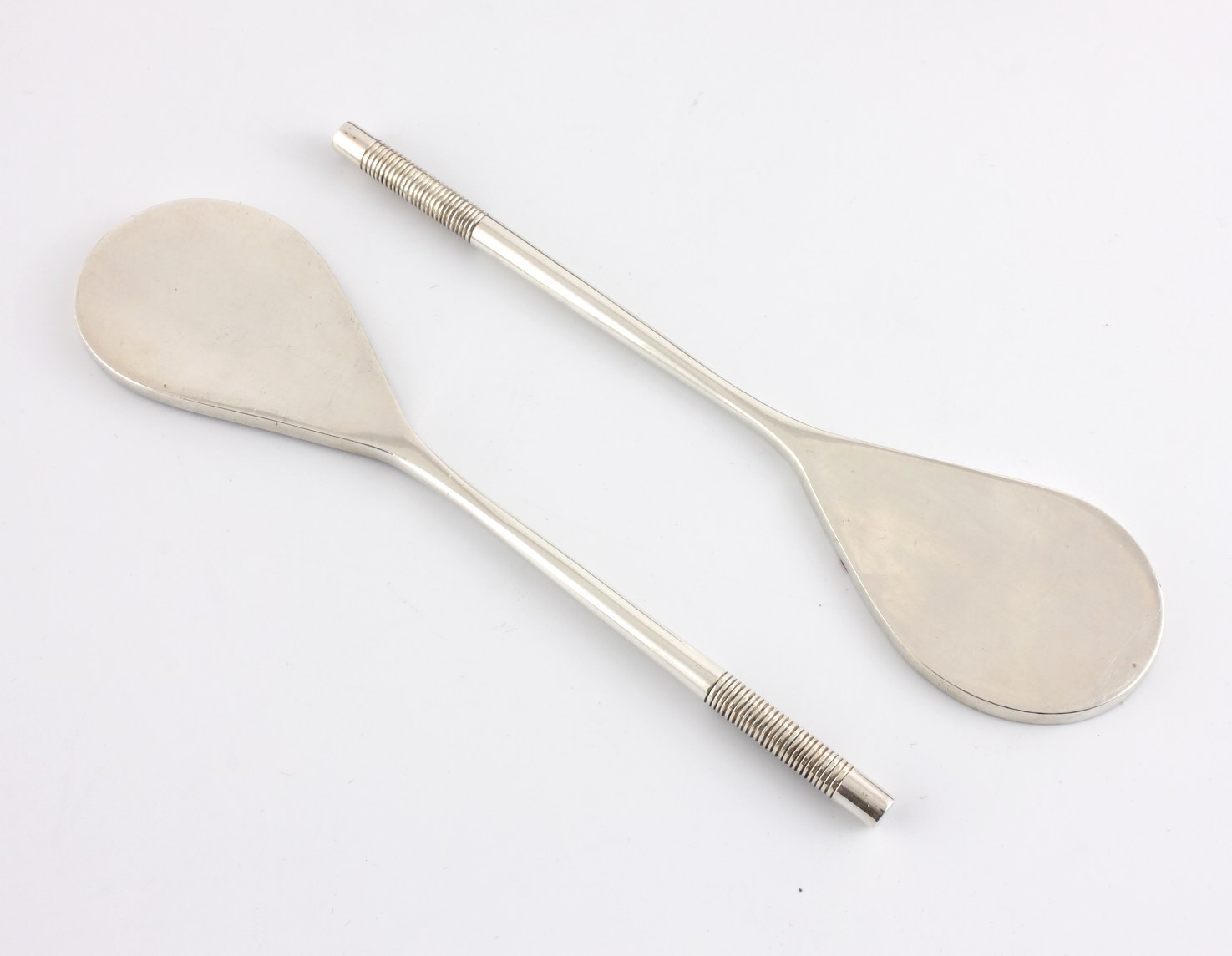 Victorian Pair of Silver Plate Tennis Racket Ice Cream Spoons. Cased.