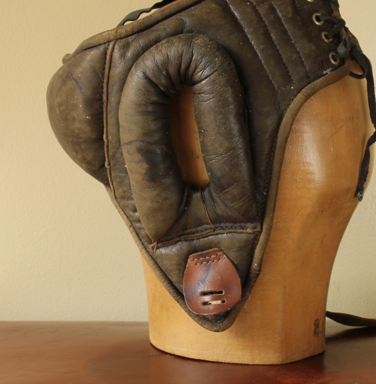 Leather Straw Filled Boxing Head Guard. Antique Boxer's Headgear c1930.
