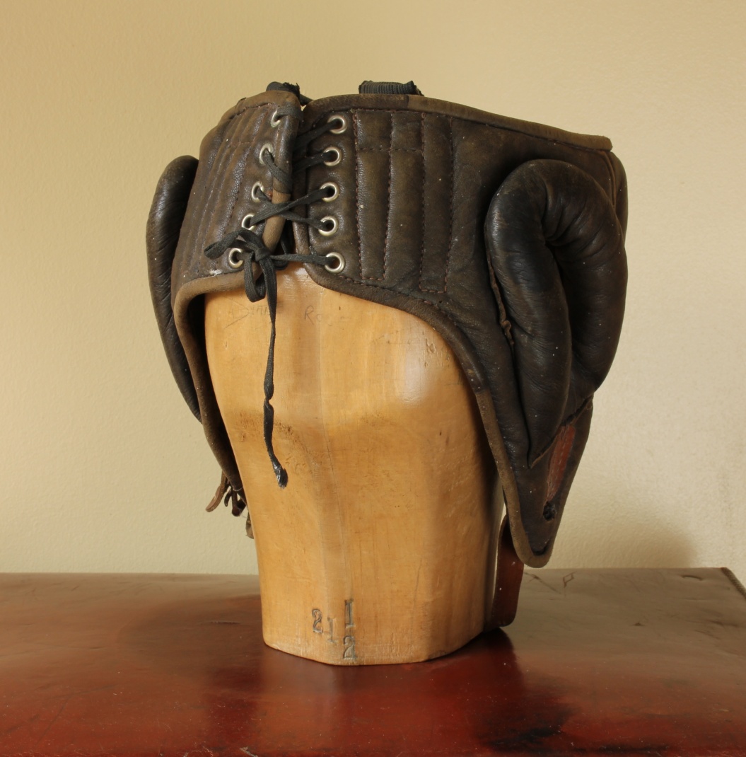 Leather Straw Filled Boxing Head Guard. Antique Boxer's Headgear c1930.